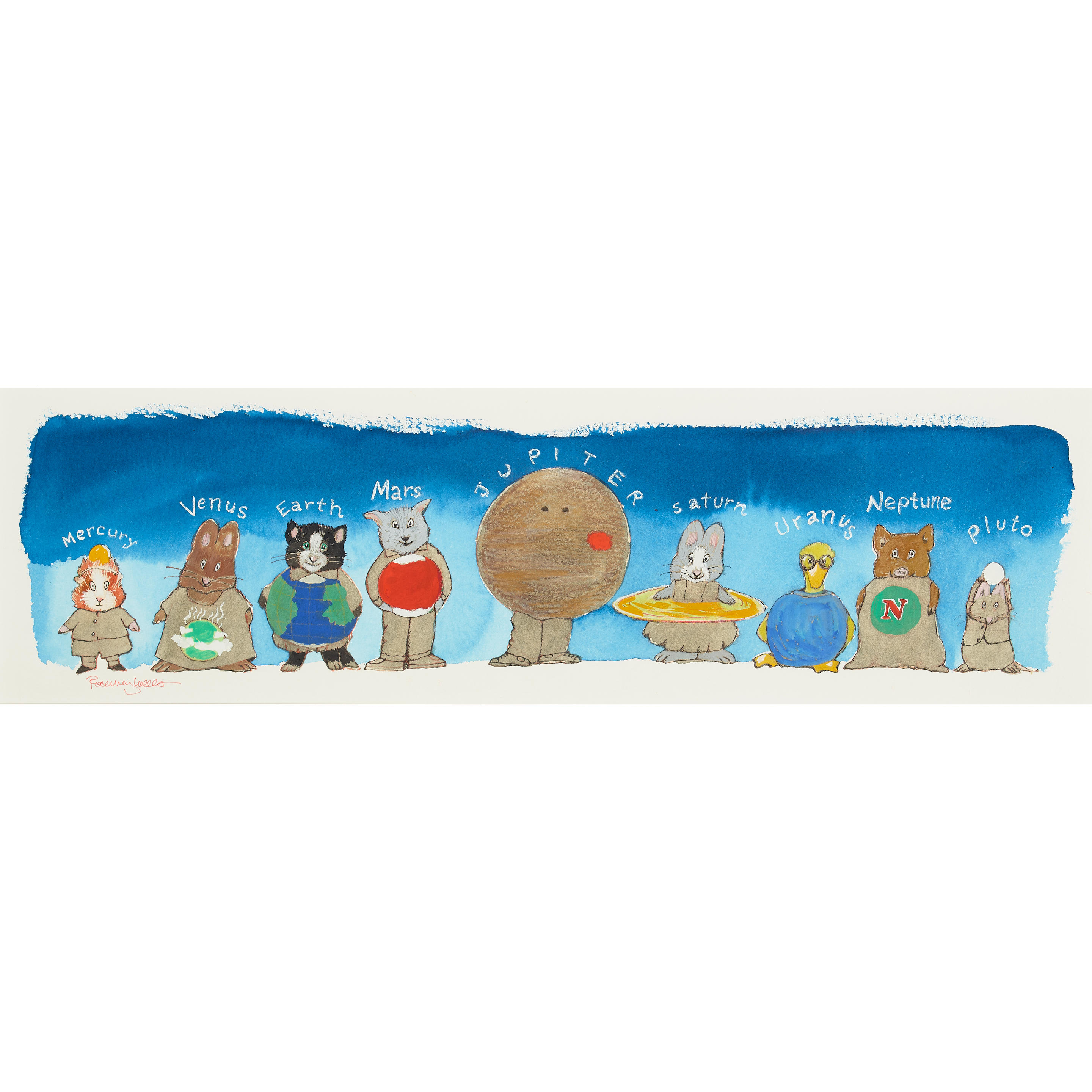 Bonhams : A ROSEMARY WELLS WATERCOLOR OF THE NINE PLANETS OF THE ...
