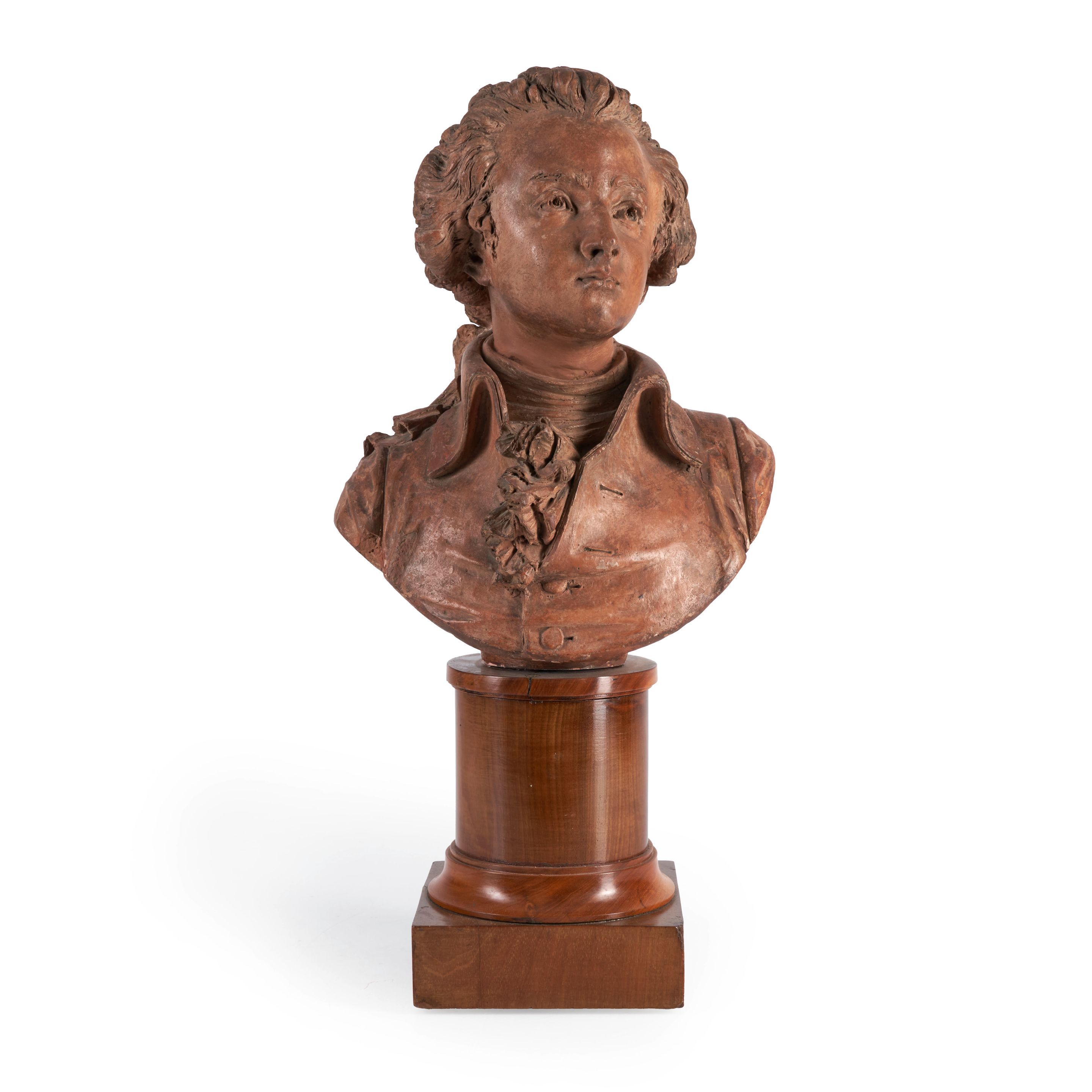 Bonhams Skinner : Terracotta Bust of an Aristocrat on Fruitwood Base ...