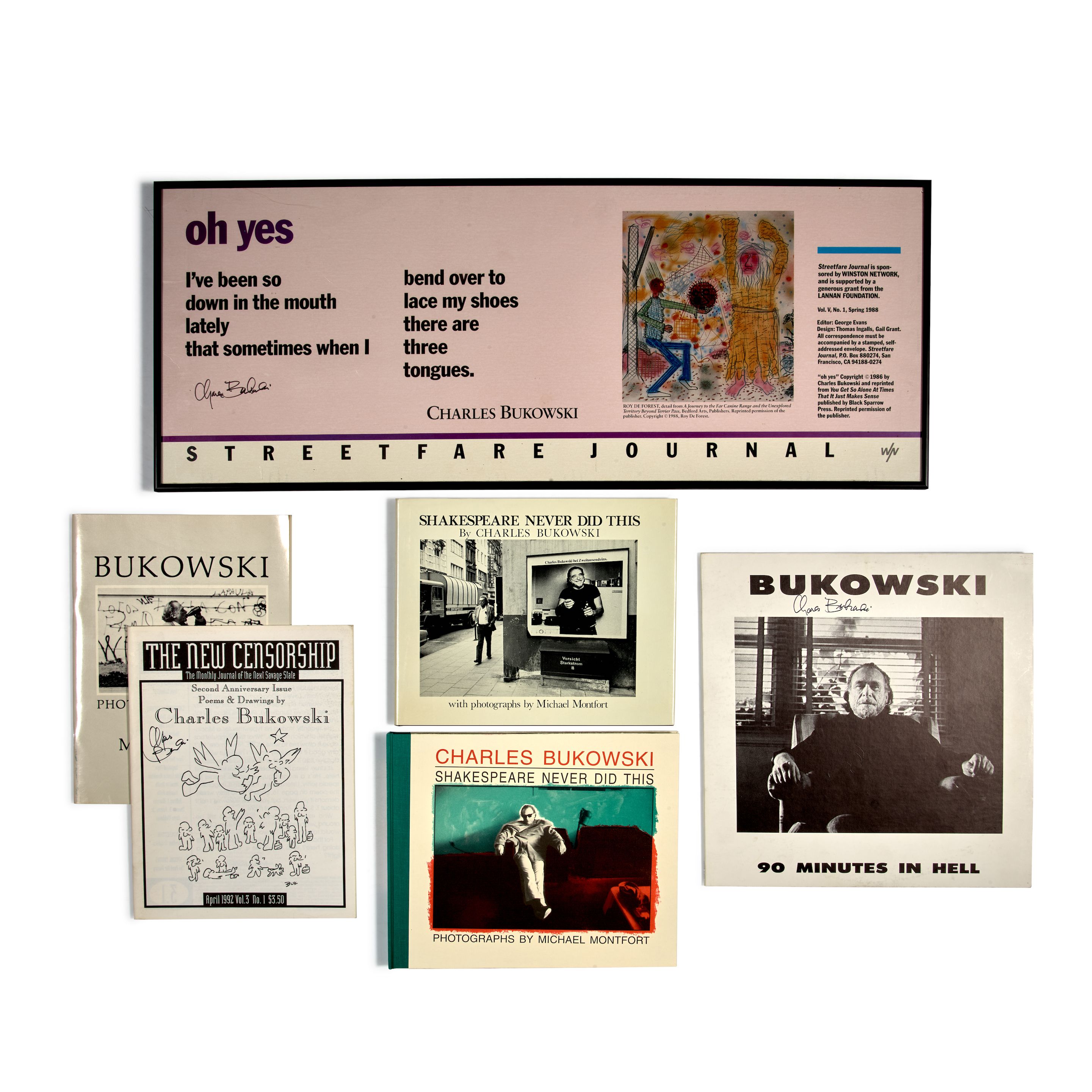 Bonhams : BUKOWSKI, CHARLES. 1920-1994. GROUP OF 6 SIGNED ITEMS