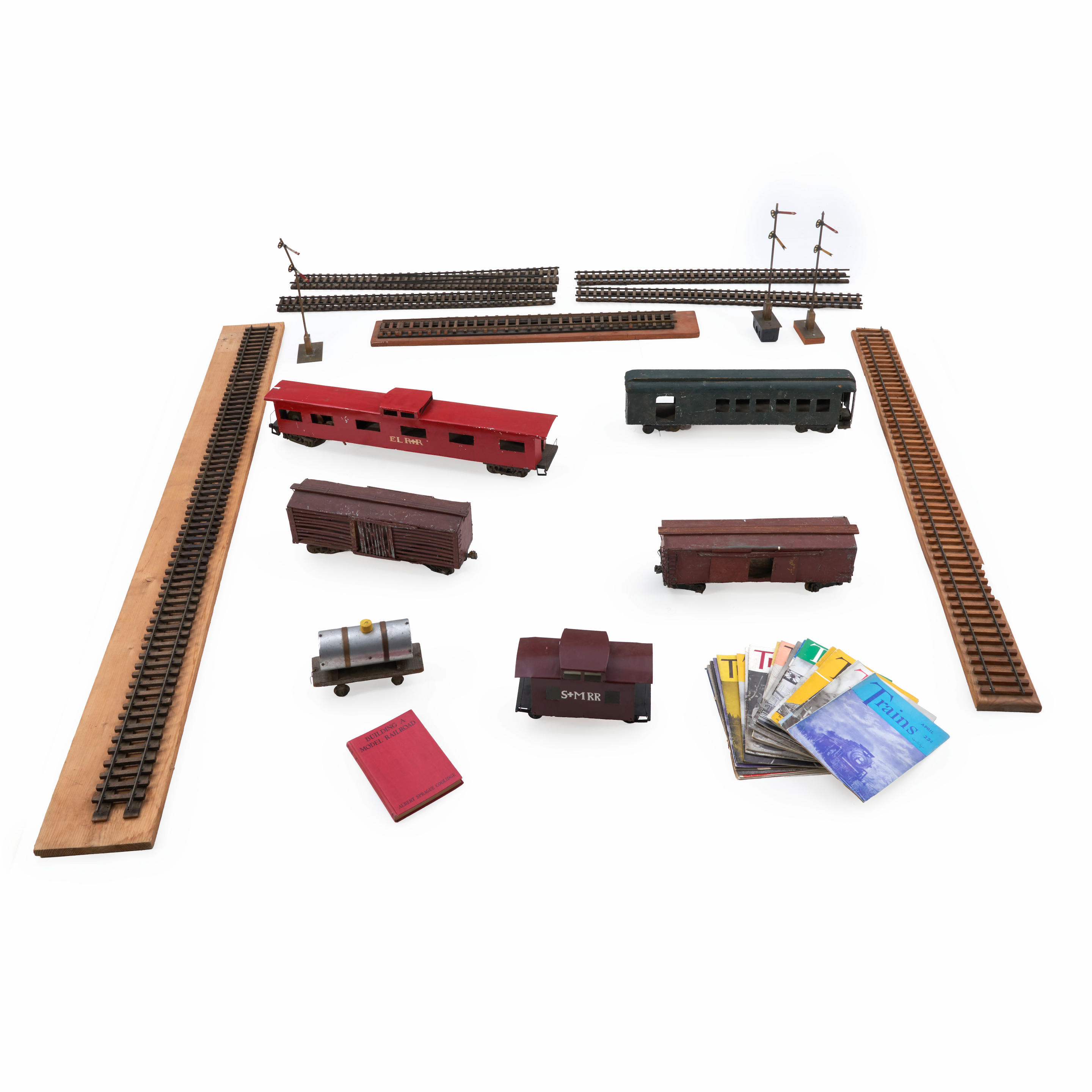 Bonhams Skinner Large Scale Handmade Model Train Cars Track And Signals