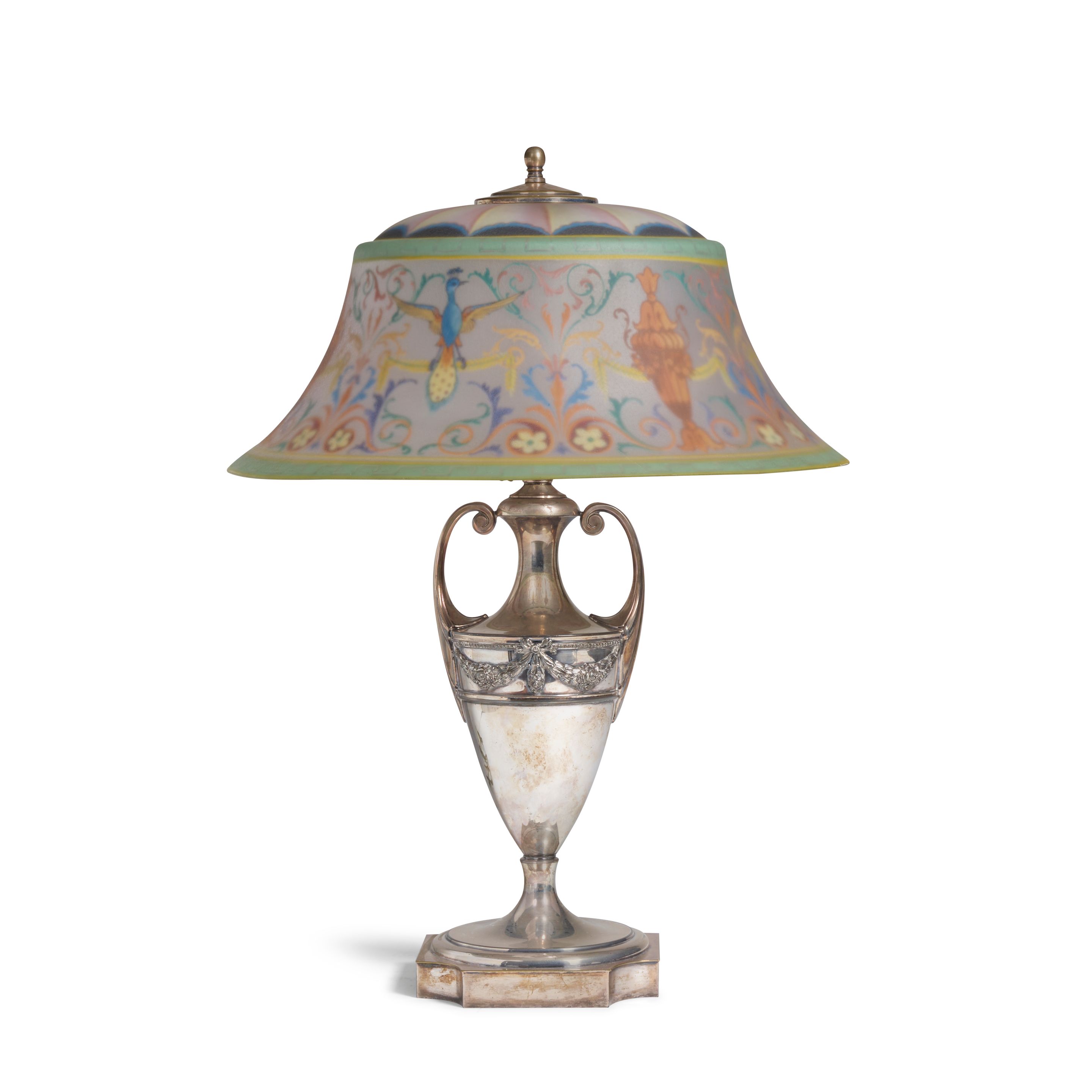 Bonhams : A PAIRPOINT REVERSE-PAINTED FROSTED GLASS LAMPEarly 20th century