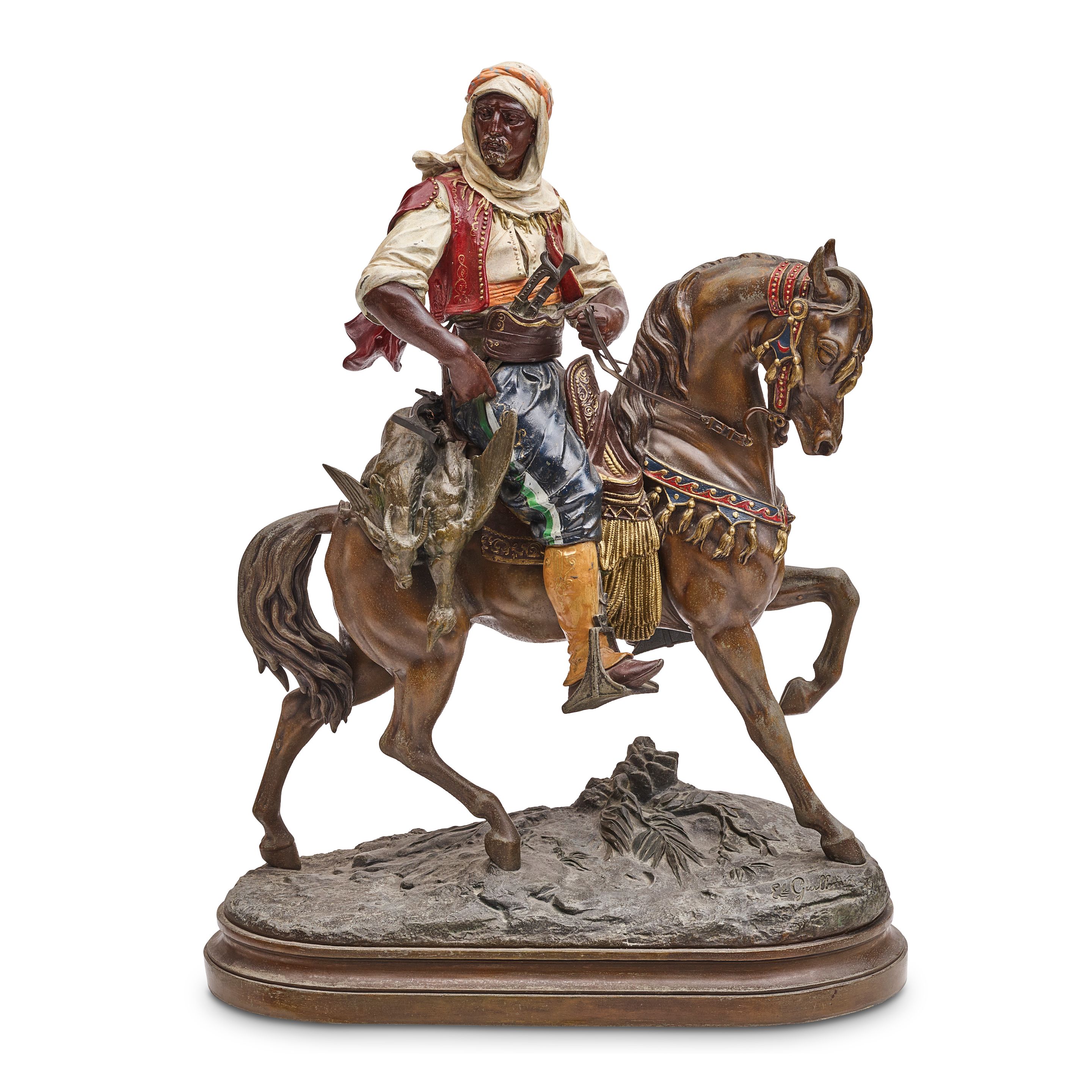 Bonhams : A FRENCH PATINATED AND COLD PAINTED BRONZE FIGURE OF CAVALIER ...