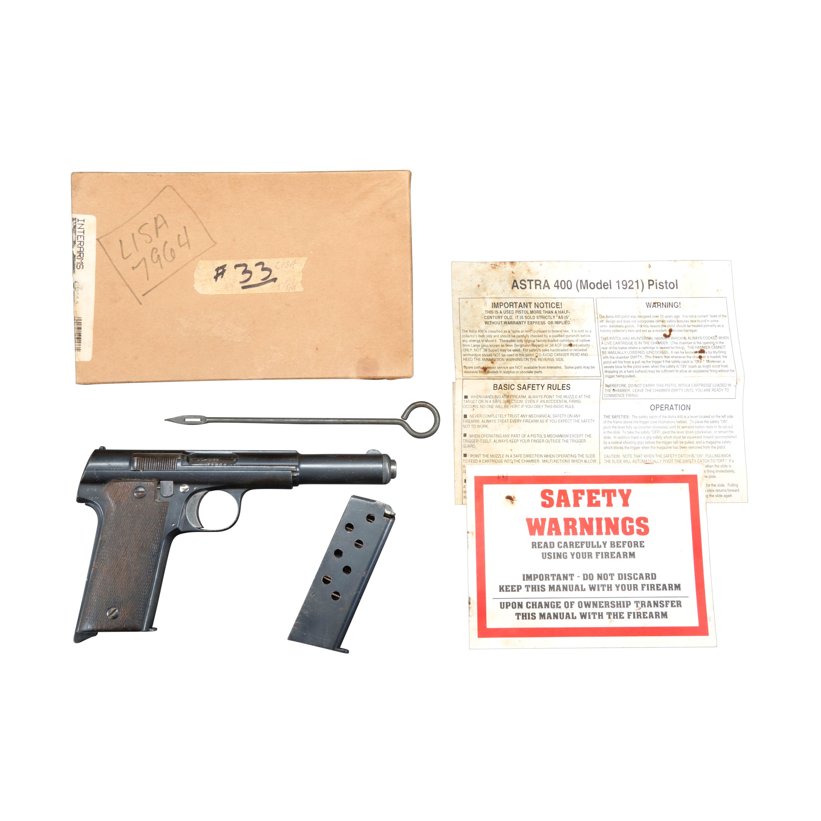 Bonhams Skinner : Astra Model 1921 (400) Semi-Automatic Pistol, Curio ...