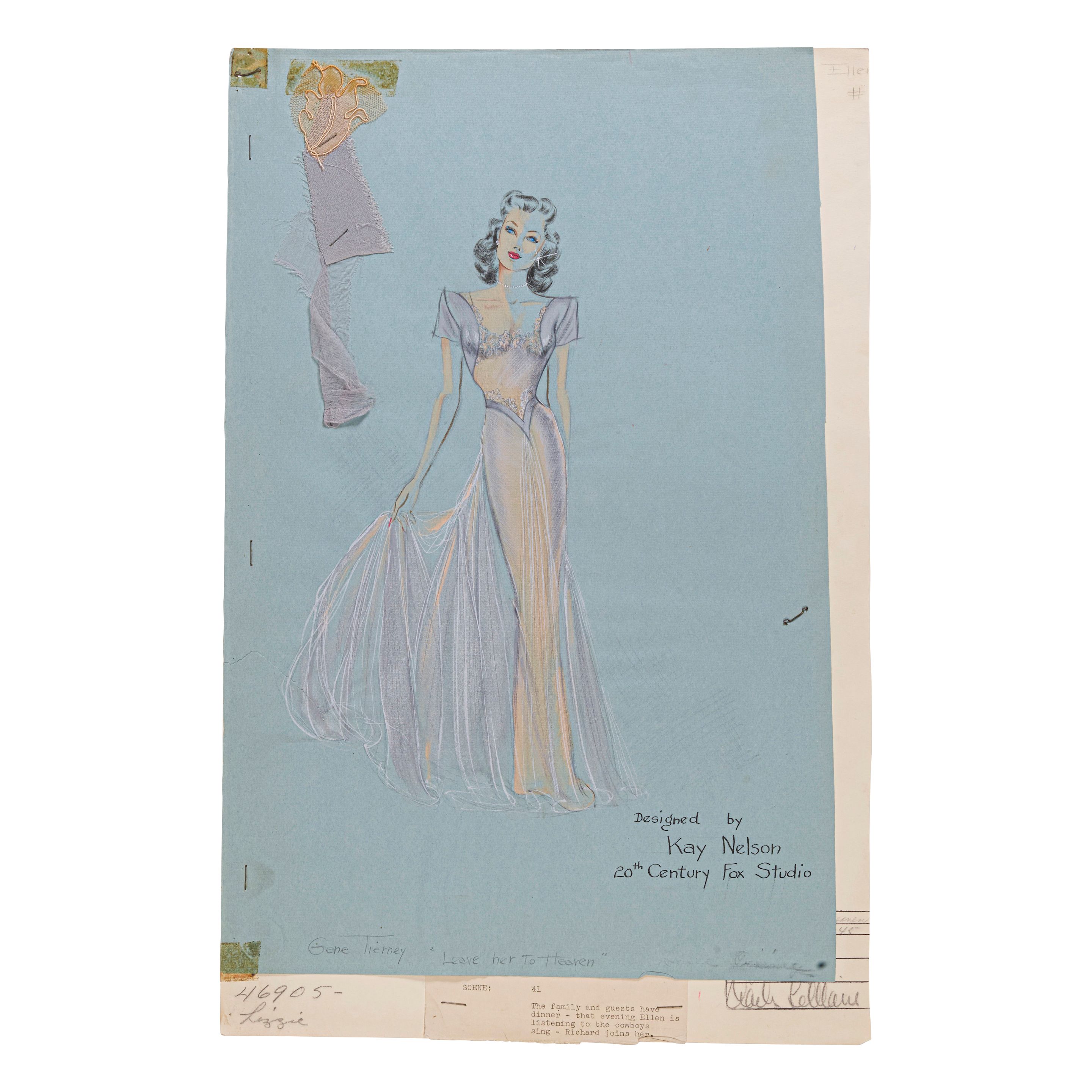 Bonhams : A Gene Tierney Costume Sketch for Leave Her to Heaven ...