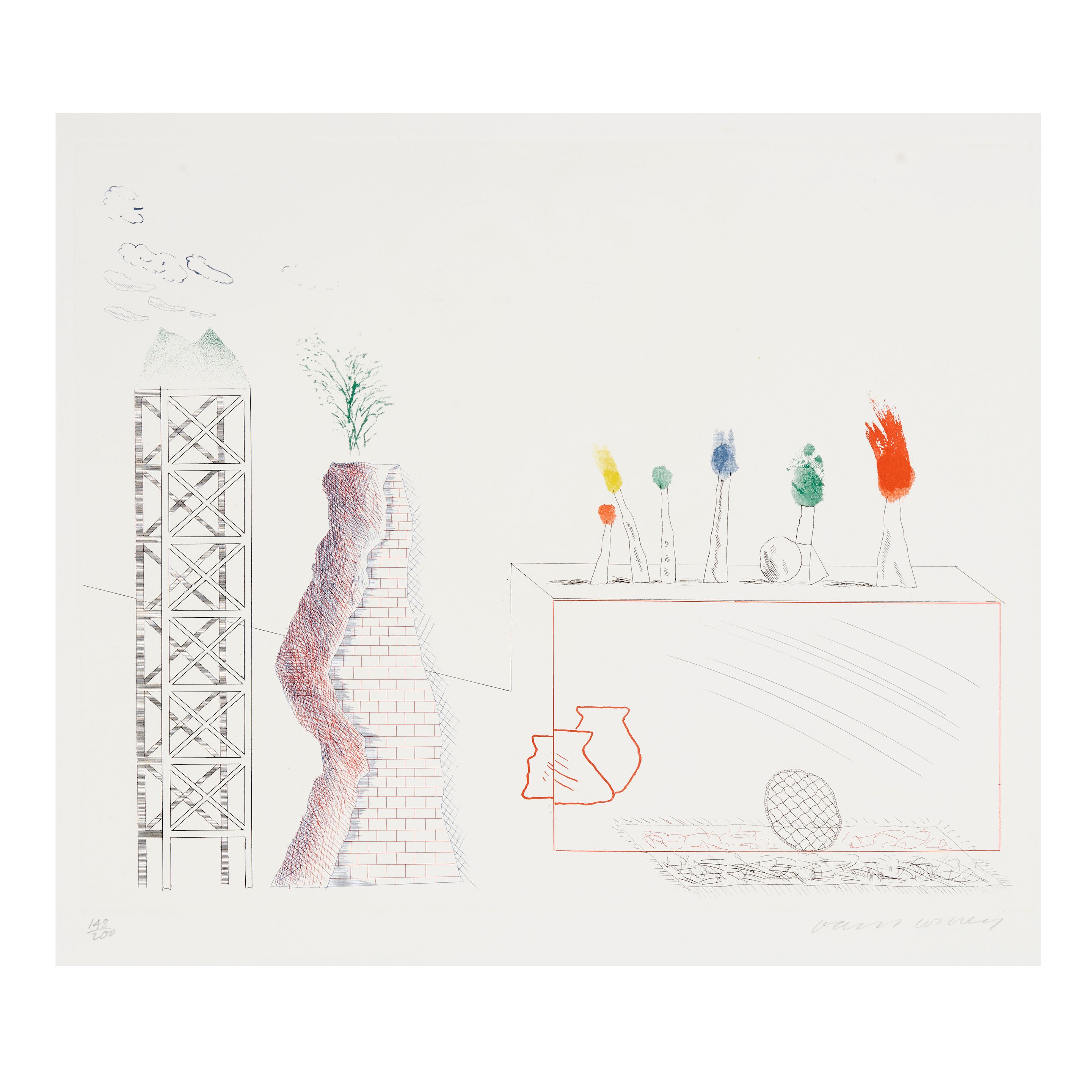 Bonhams : David Hockney (born 1937); A Tune, from The Blue Guitar;