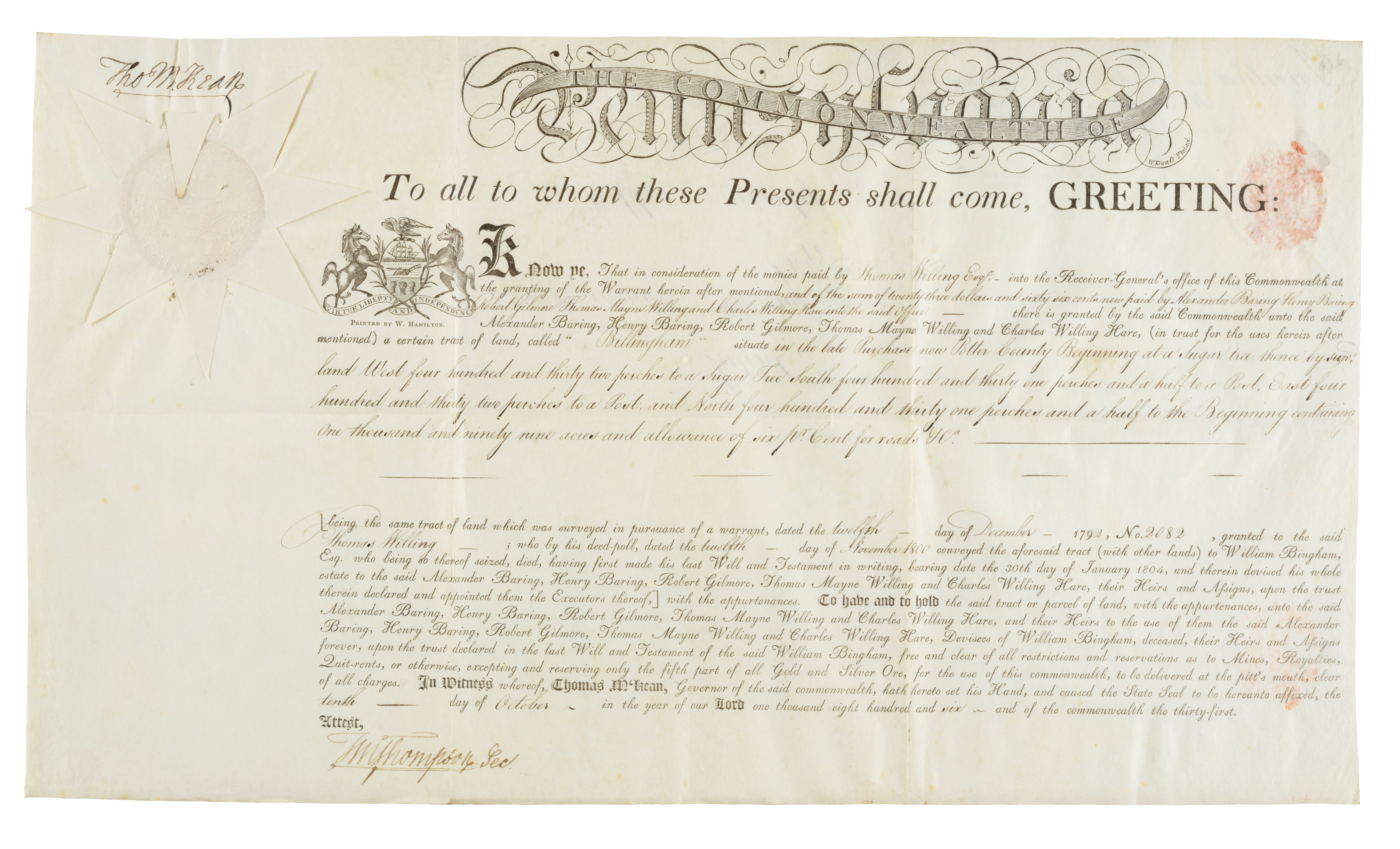 Bonhams : DECLARATION OF INDEPENDENCE. Collection of 8 Documents Signed ...